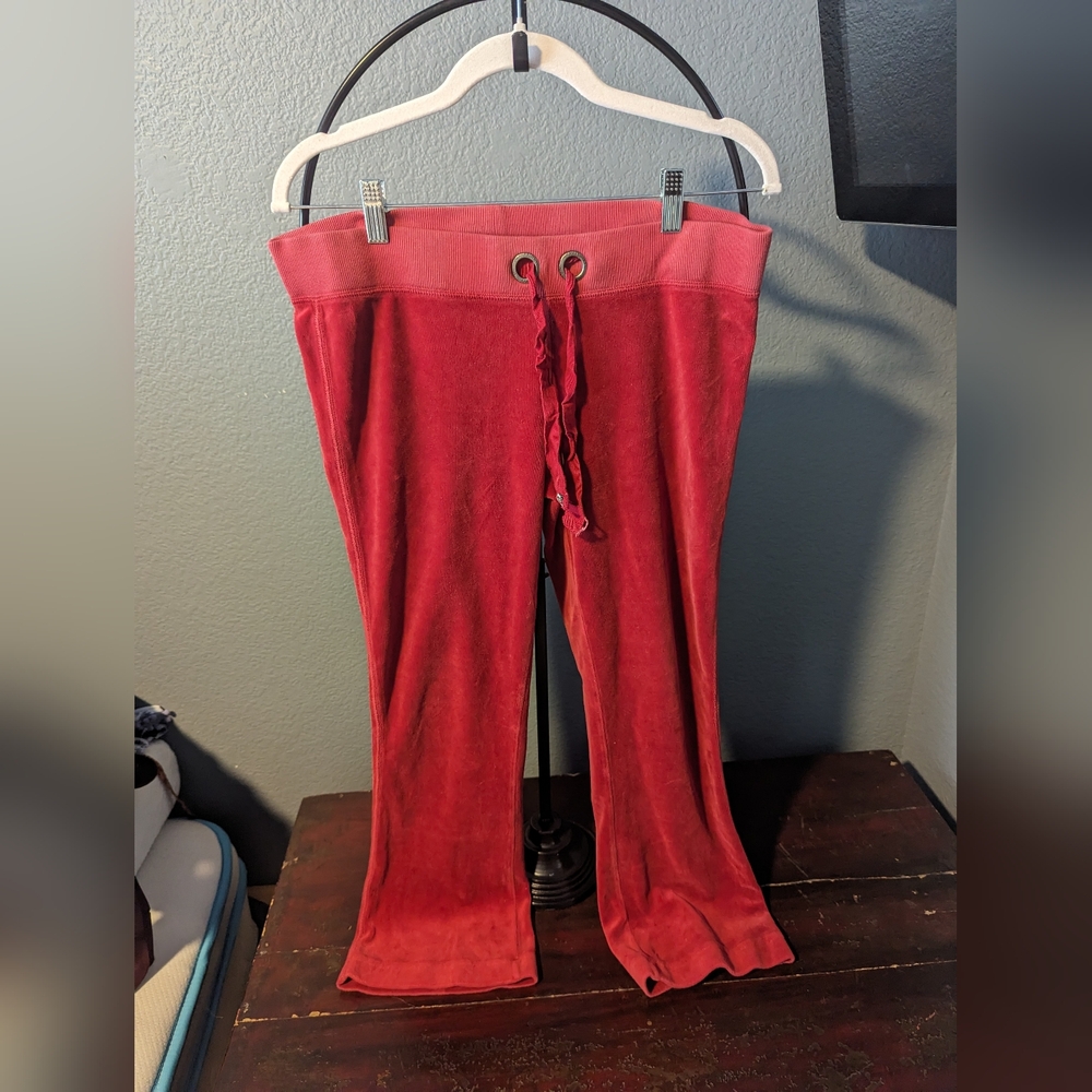 Vintage Juicy Couture Y2k Red Terry Cloth Tracksuit P… - Gem